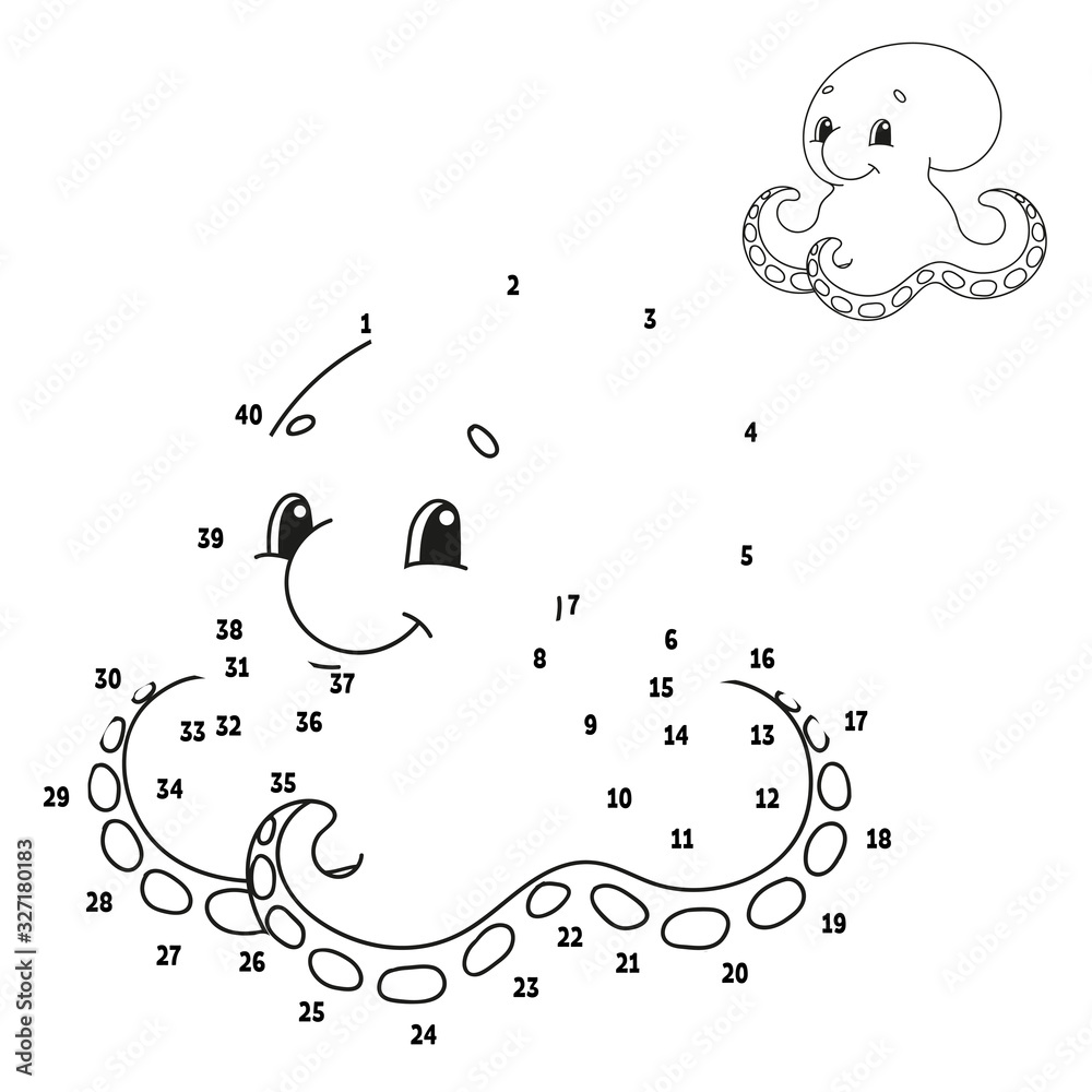 Dot to dot. Draw a line. Aquatic octopus. Handwriting practice ...