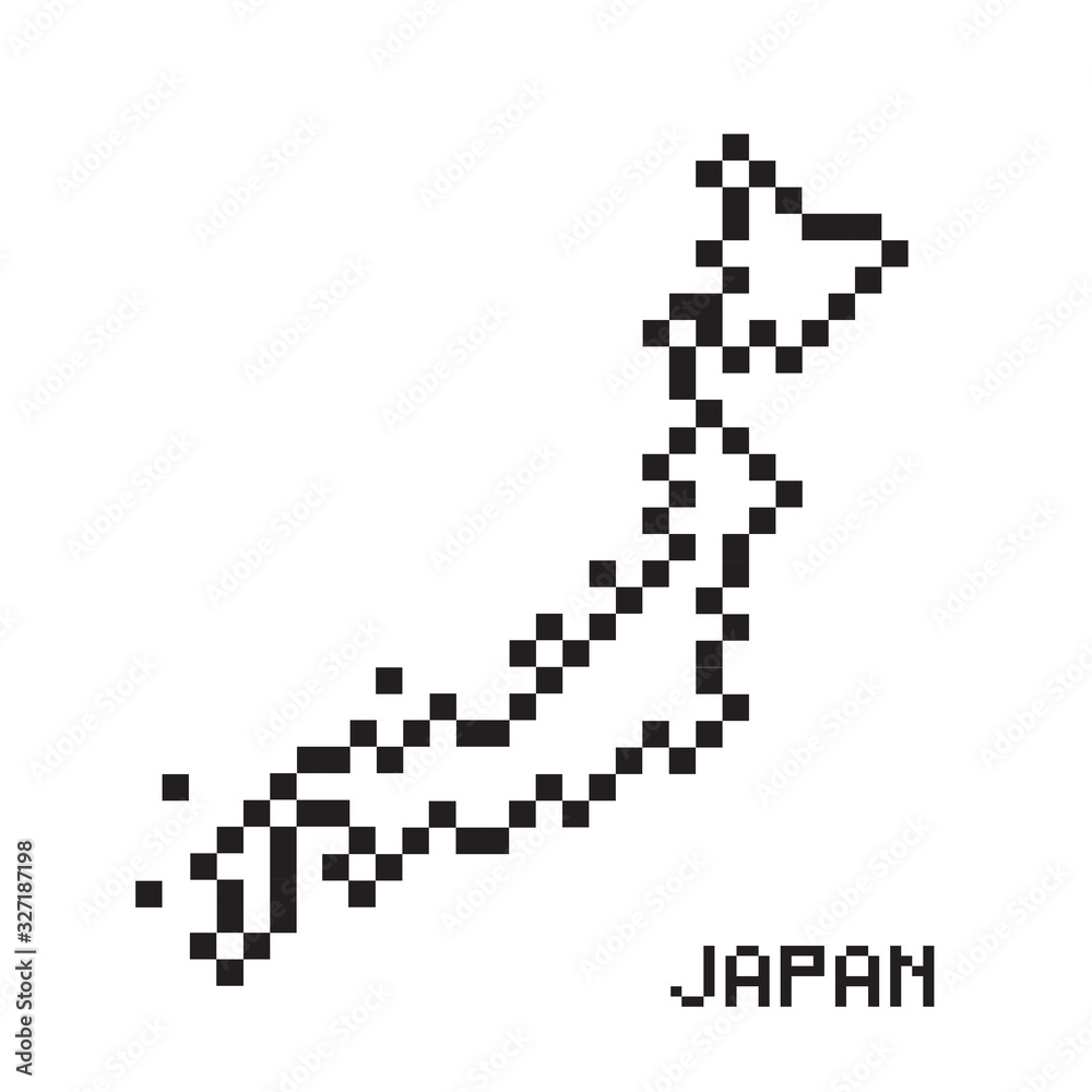 Map of japan, pixel art style, vector design Stock Vector | Adobe Stock
