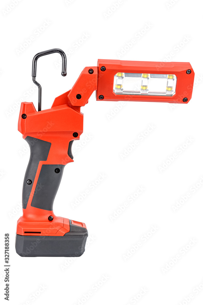 Side view of cordless 12V LED task light with flexible head and ...