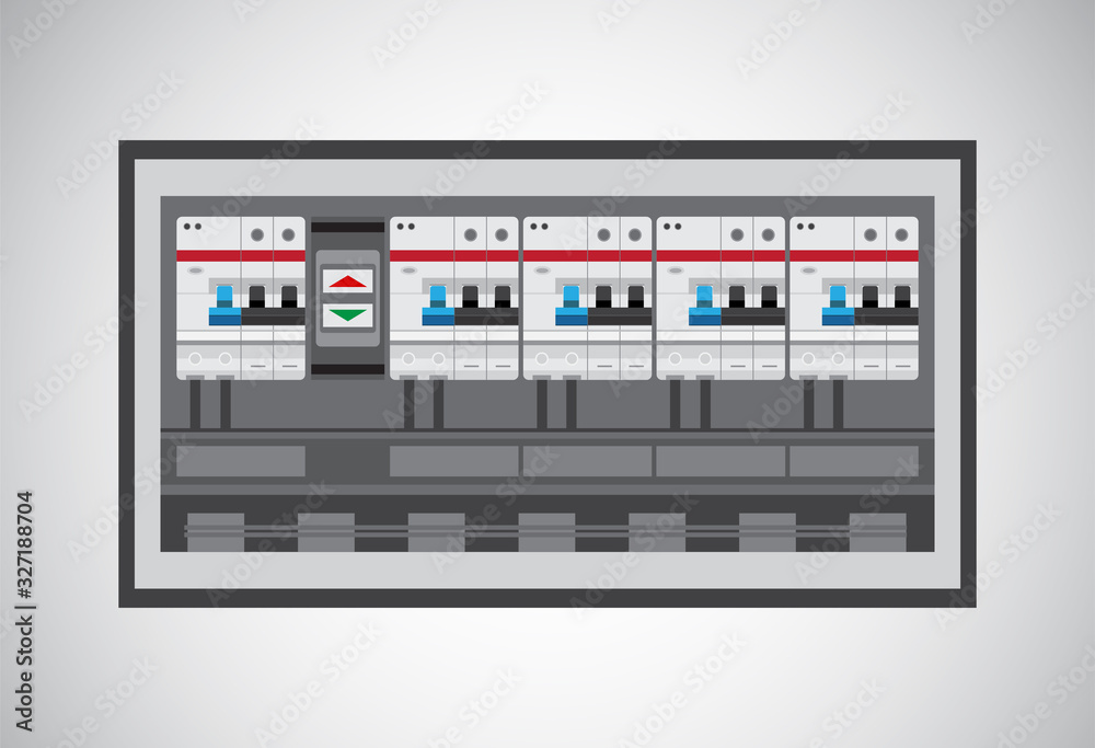 electrical panel, switch on off,Breakers vector flat, Circuit breakers ...