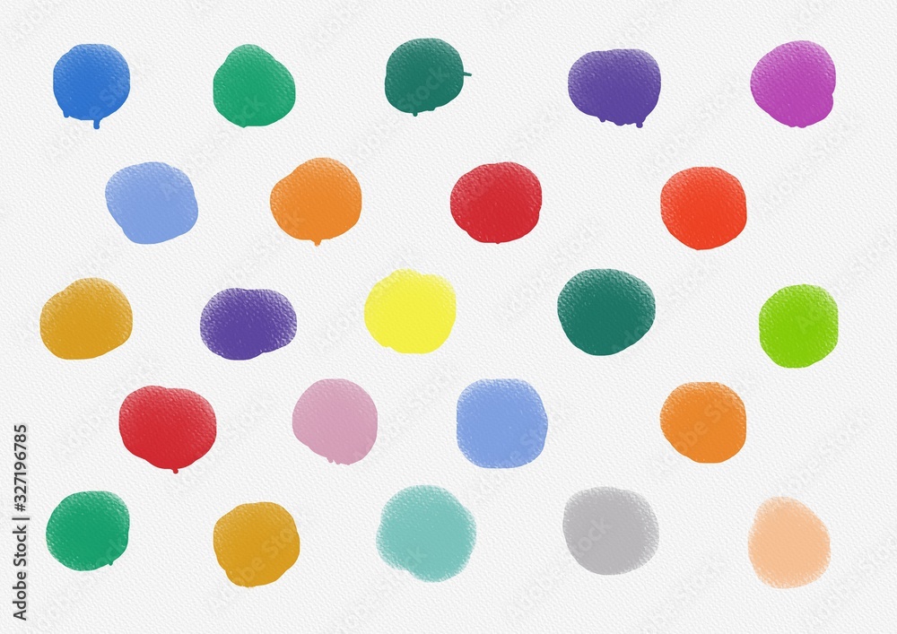 Hand drawn colorful aquarelle dots on fine textured paper. Background ...