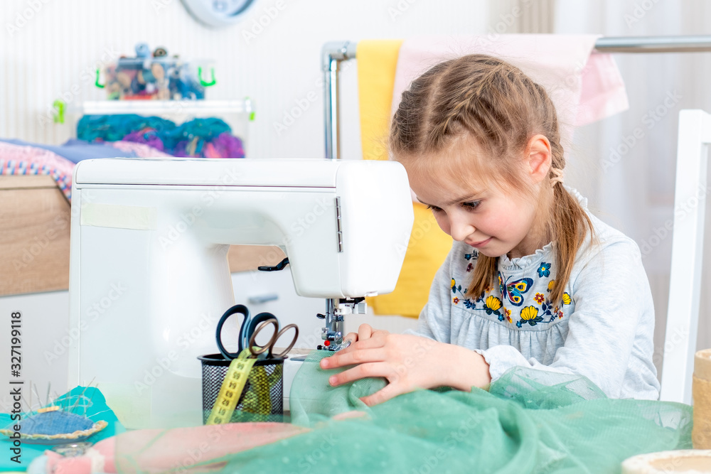 Girl At Sewing Machine