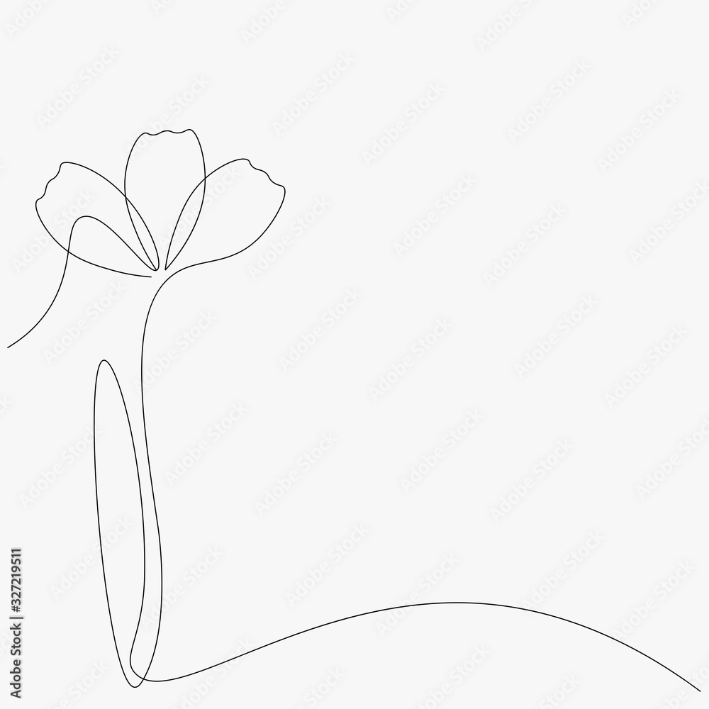Flower one line drawing, vector illustration Stock Vector | Adobe Stock
