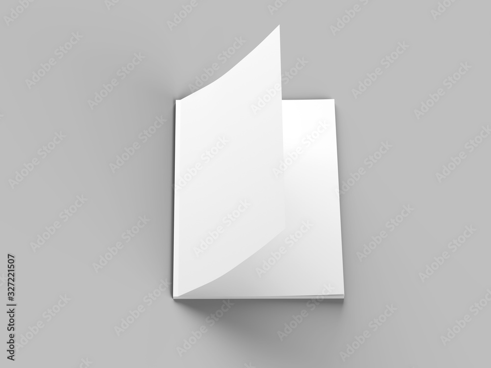 Open magazine with a glued binding. Vertical A4 format. 3d illustration ...