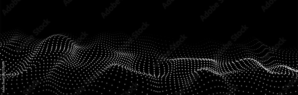 Abstract digital wave of particles. Futuristic point wave. Technology ...