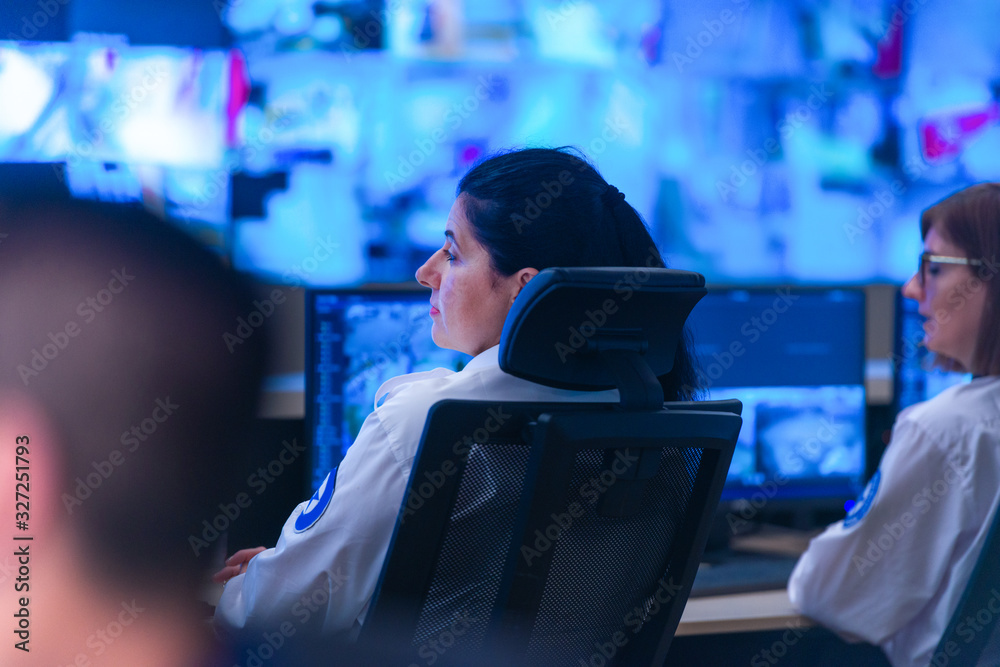 Obraz In the System Control Room, Technical Operator Works at His ...