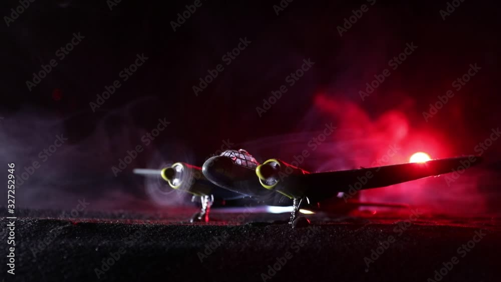 Vidéo Stock German Junker (Ju-88) night bomber at night. Artwork ...