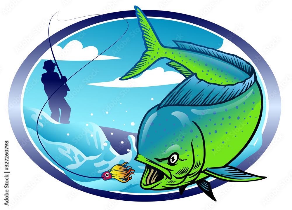 design of mahi mahi fishing Stock Vector | Adobe Stock