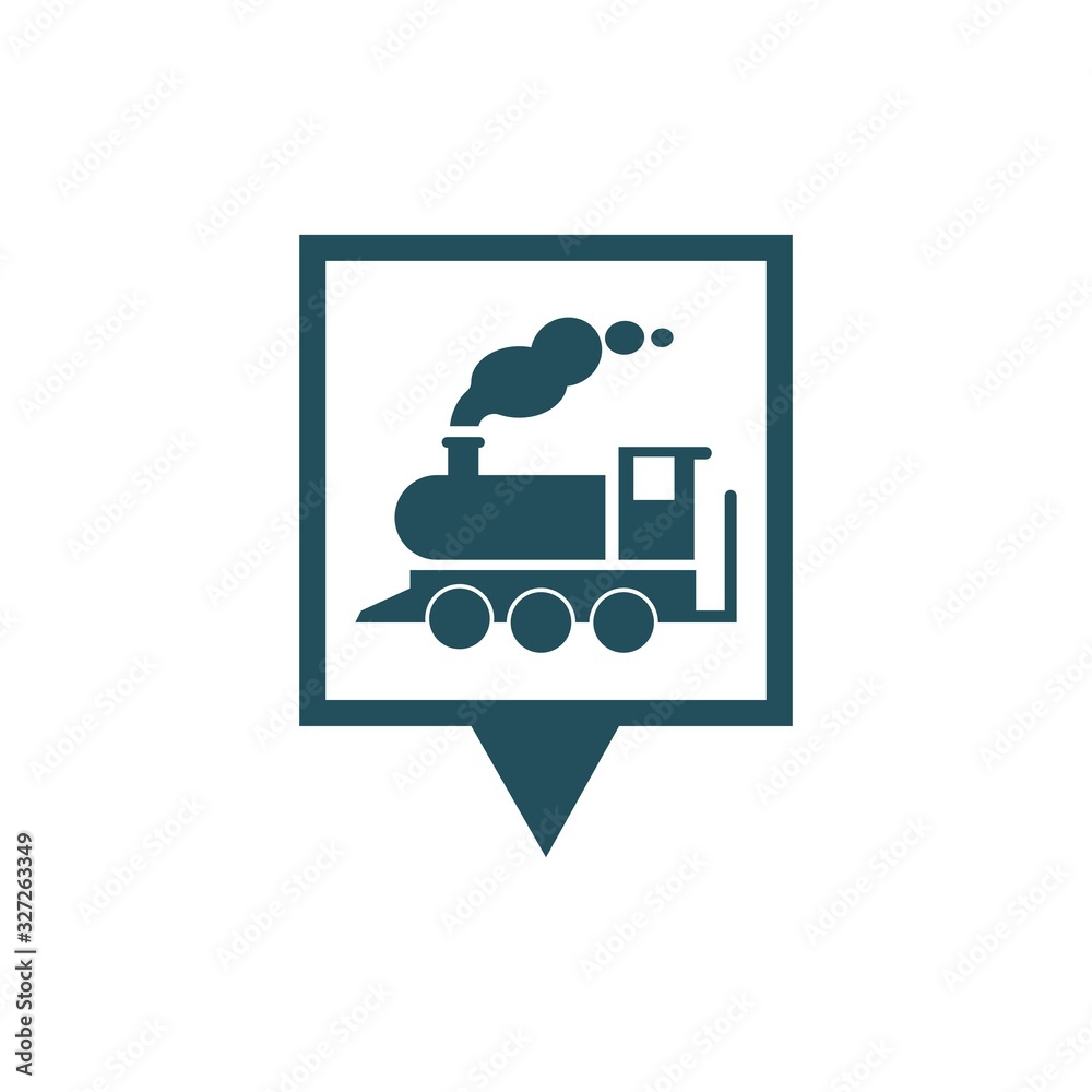 Train Station Map Pin Icon Train Station Map Point Symbol Flat Design