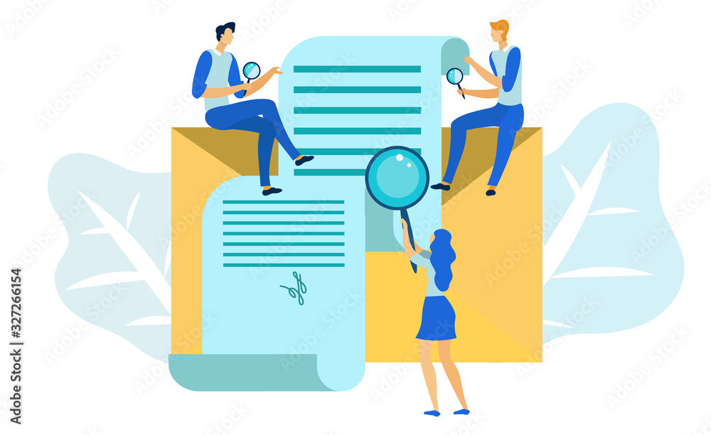 Document Signing Concept Flat Cartoon Vector Illustration. Man and ...