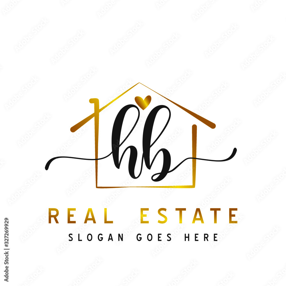 Initial handwriting HB with Real estate logo concept, real estate logo ...