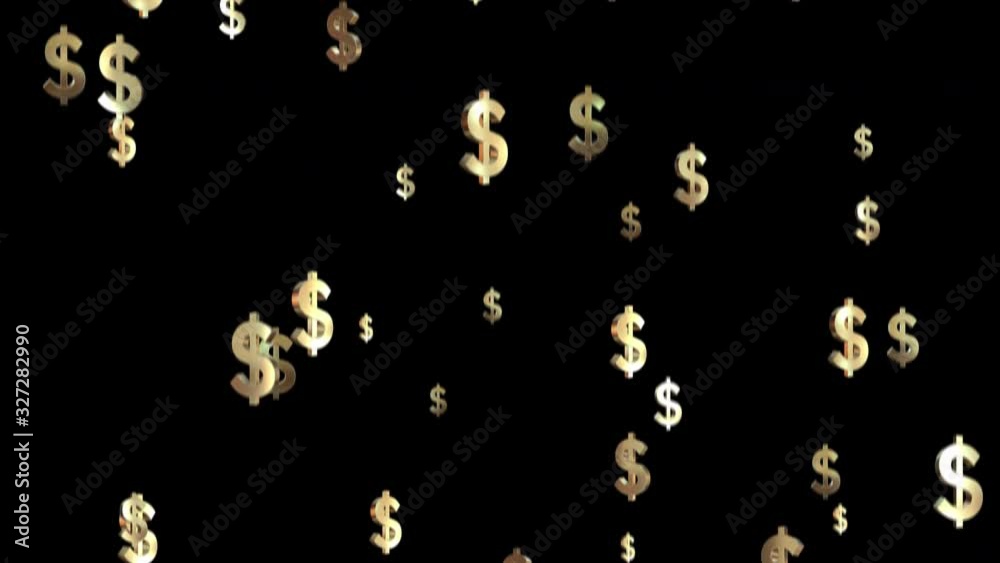 Falling 3D Dollar signs $. On transparent background with alpha channel ...