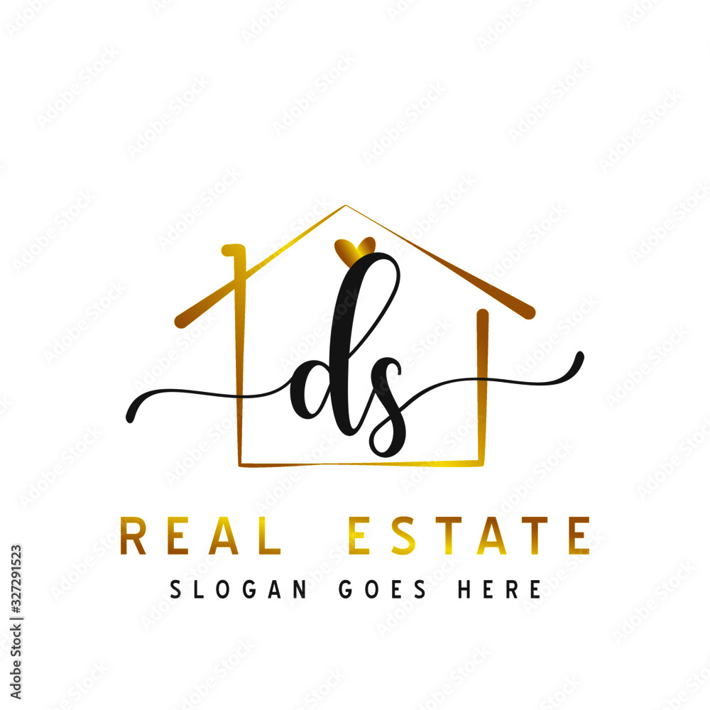 Initial handwriting DS with Real estate logo concept, real estate logo ...