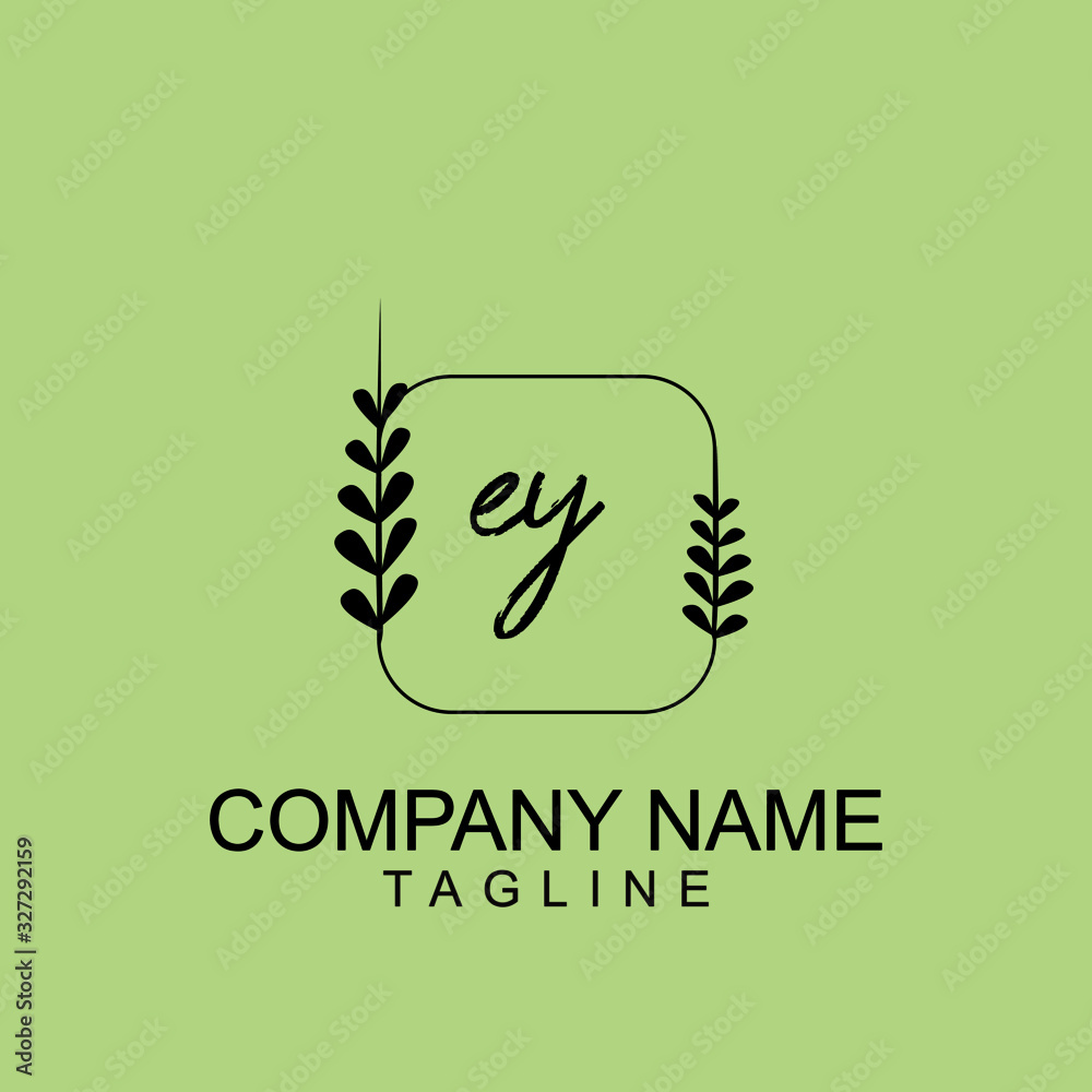 EY Initial logo with square floral frame vector, handwriting logo of ...