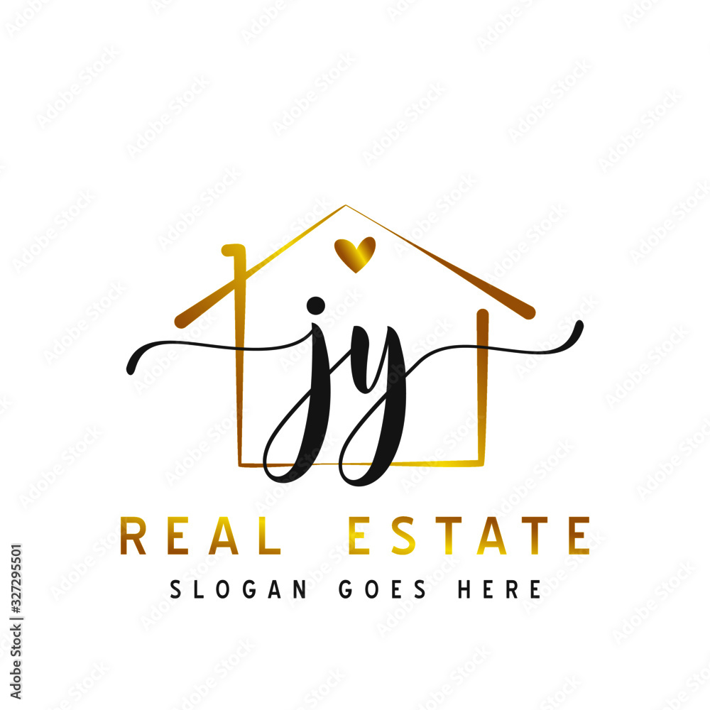 Initial handwriting JY with Real estate logo concept, real estate logo ...