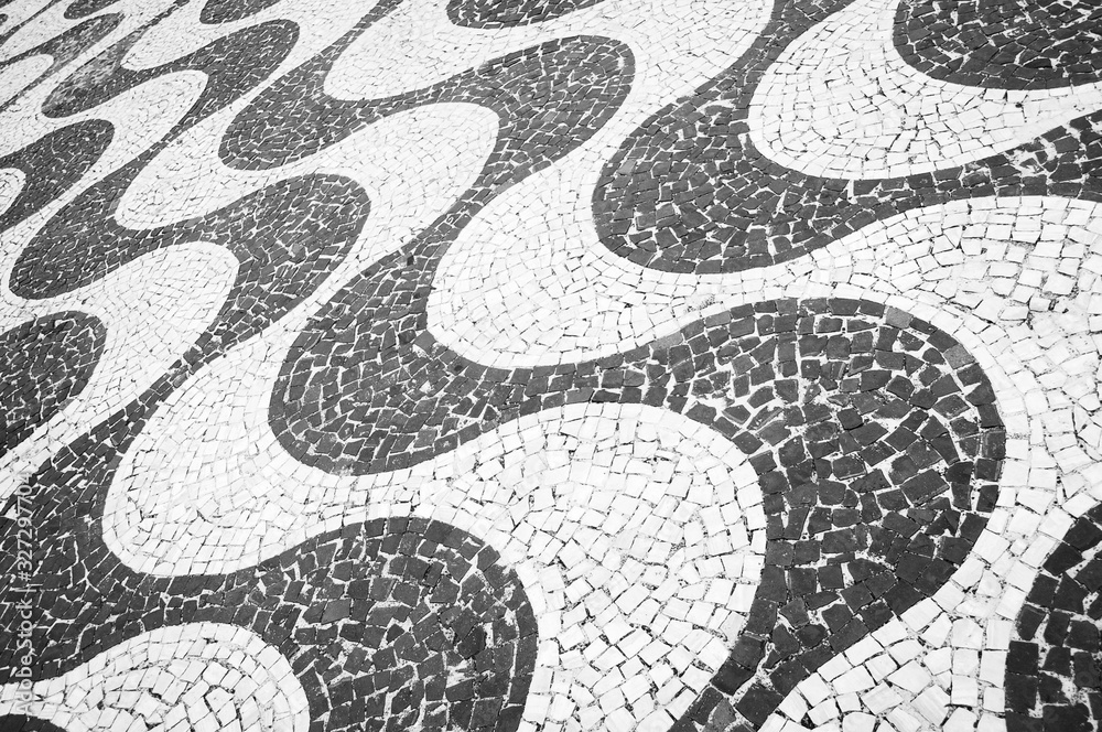 Diagonal monochrome view of the classic black and white tile pattern of ...