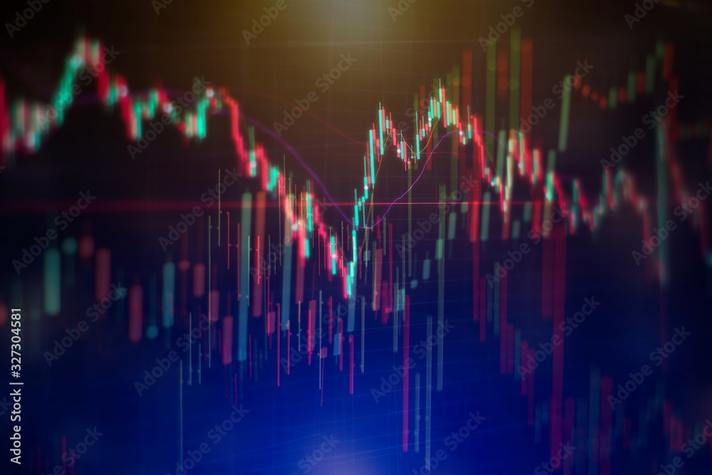 Technical price graph and indicator, red and green candlestick chart on ...
