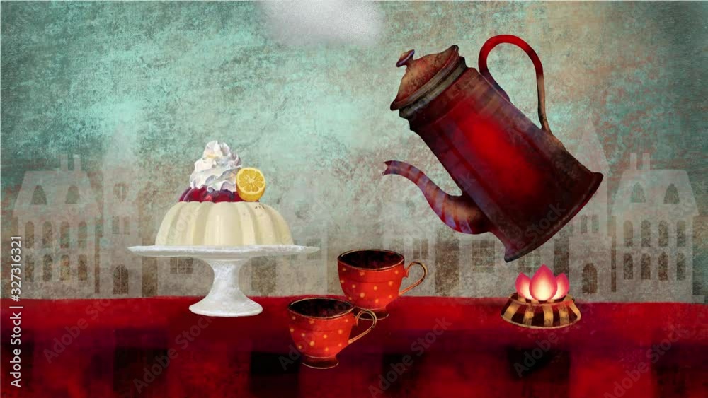 hot coffee coffee pot boils on fire cozy coffee shop heat Fire and a ...