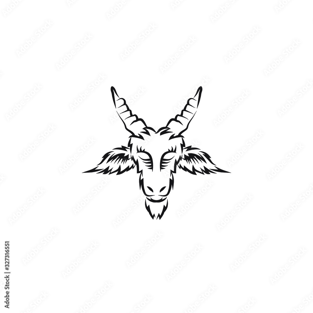 Satanic goat head on pentagram. Baphomet. Illustration for tattoo ...