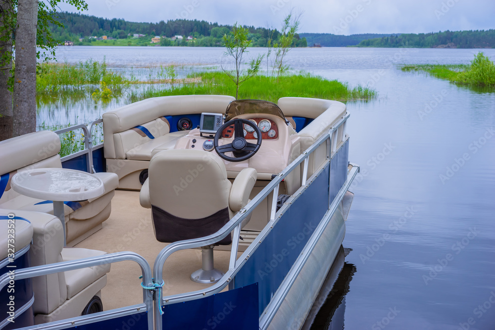 Boat trip on the lake. Motor boat for walking. Boat rental. Relax in ...