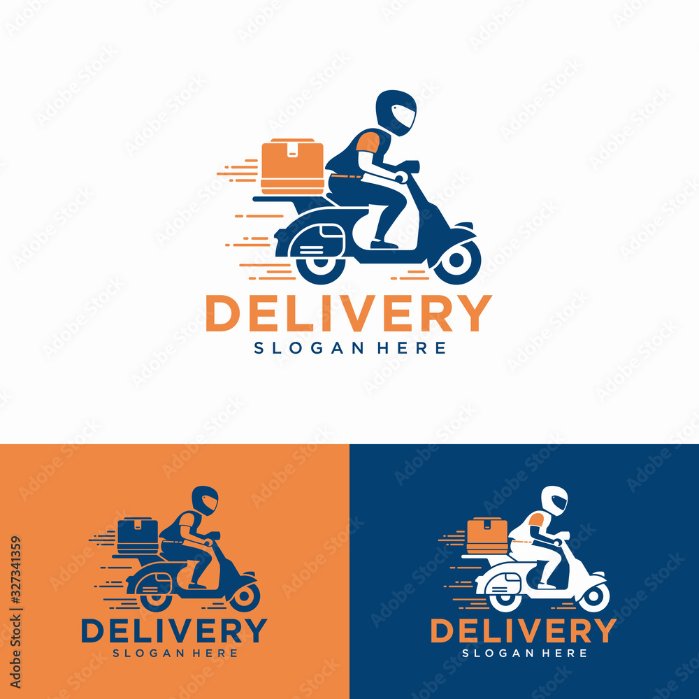 A man is riding a scooter. delivery logo vector Stock Vector | Adobe Stock