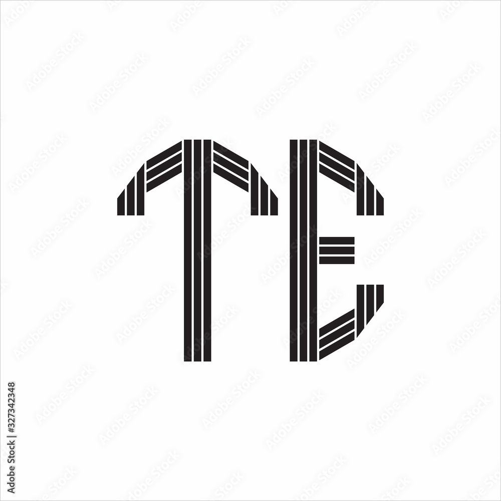 TE Logo monogram outline style linked isolated on white background ...