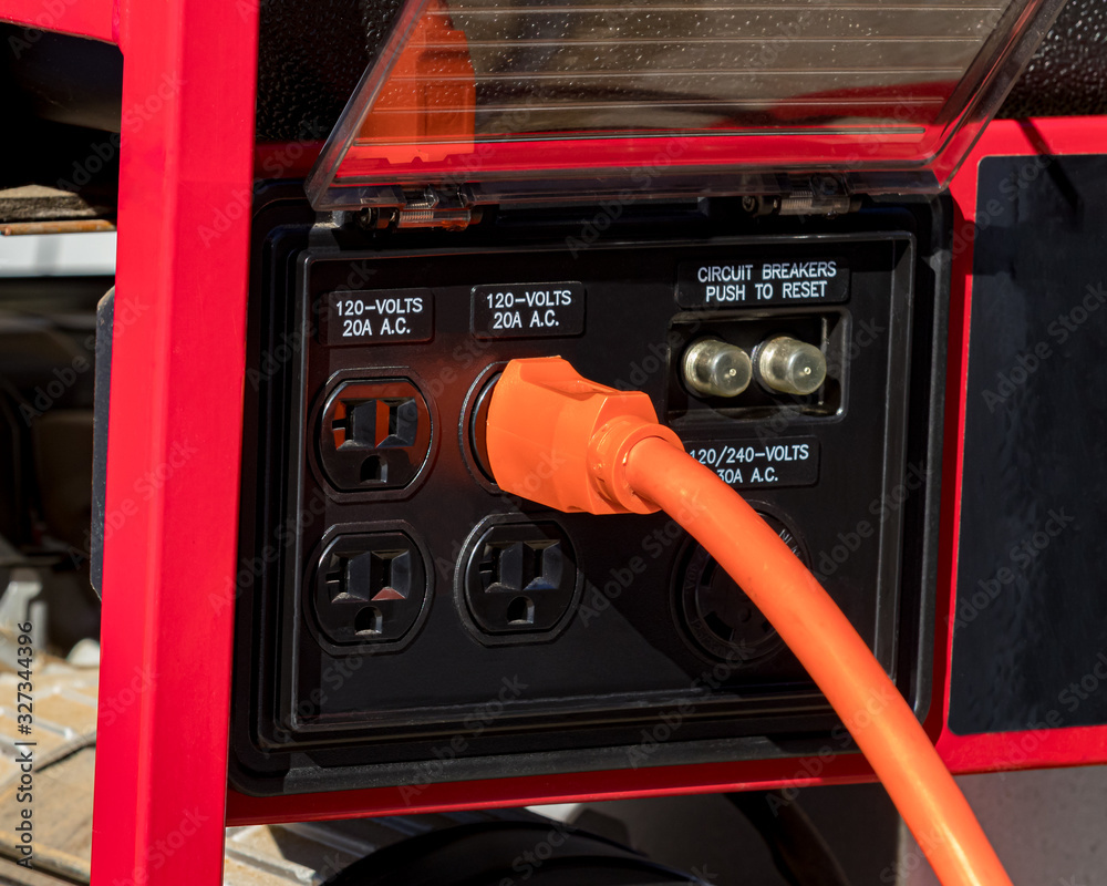 Portable emergency power generator with electrical cord. Concept of ...