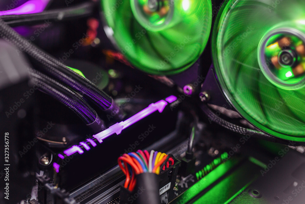 Inside of water cooled high performance modern computer. Water Cooling ...