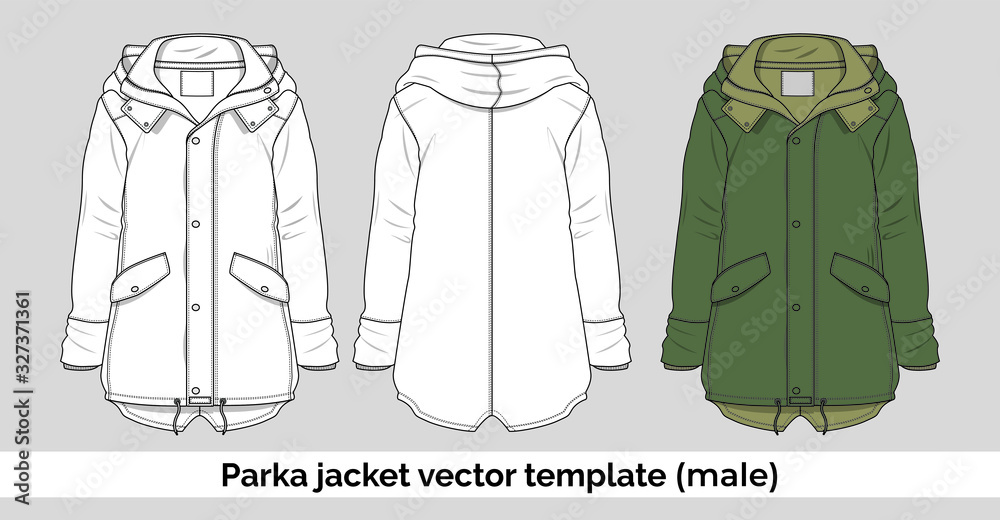 Parka jacket vector template for men Stock Vector | Adobe Stock