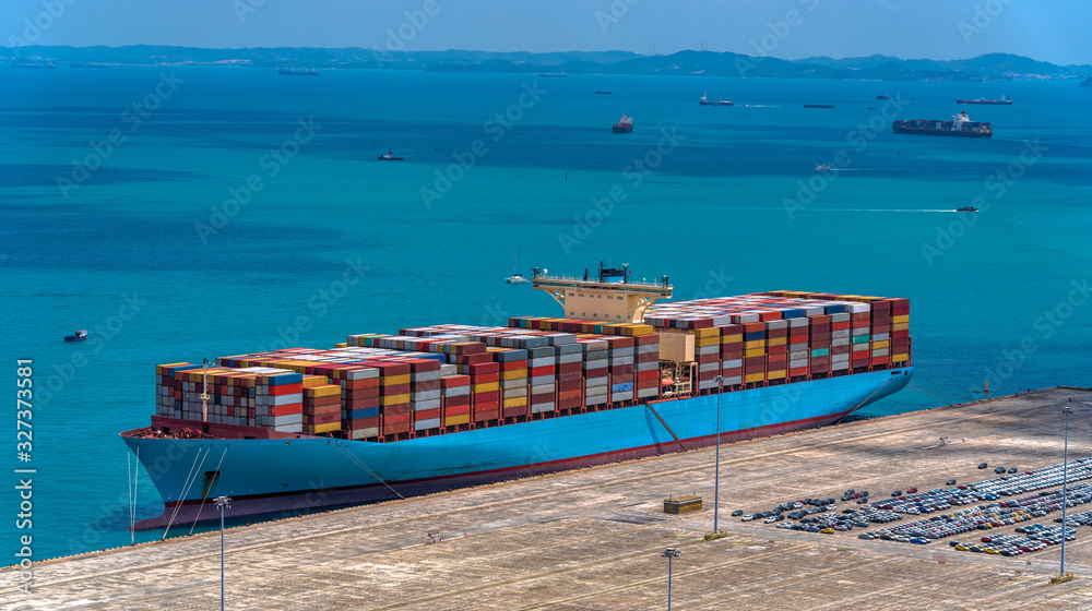 Container ship without logos on containers Stock Photo | Adobe Stock