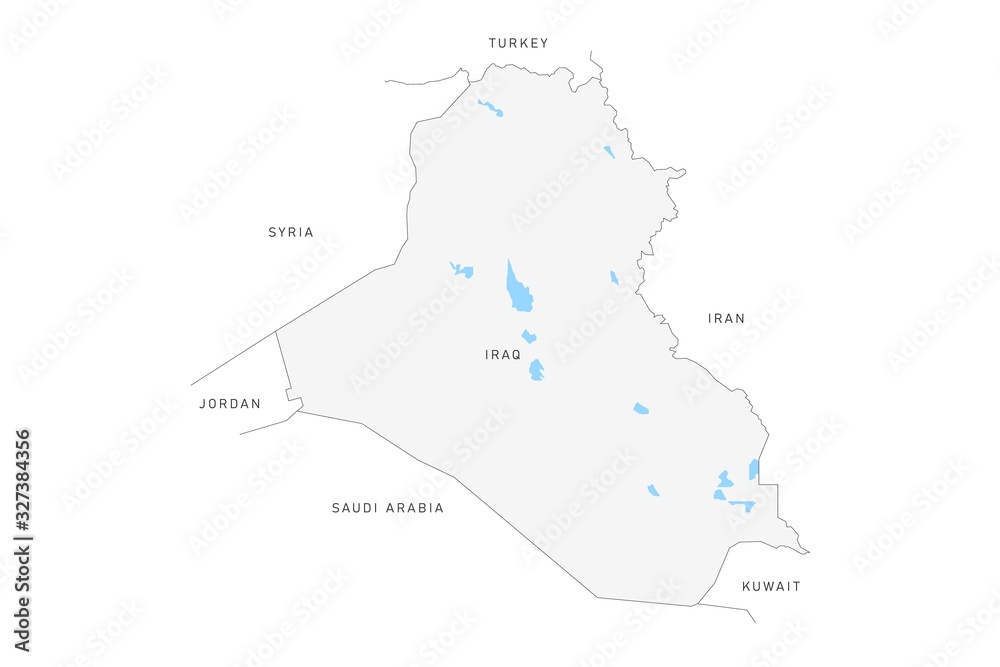 Iraq map isolated on white background. Republic of Iraq vector thin ...