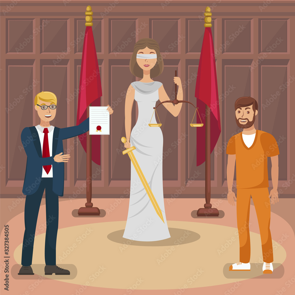 Court Trial, Legal Case Flat Vector Illustration. Themis, Attorney and ...