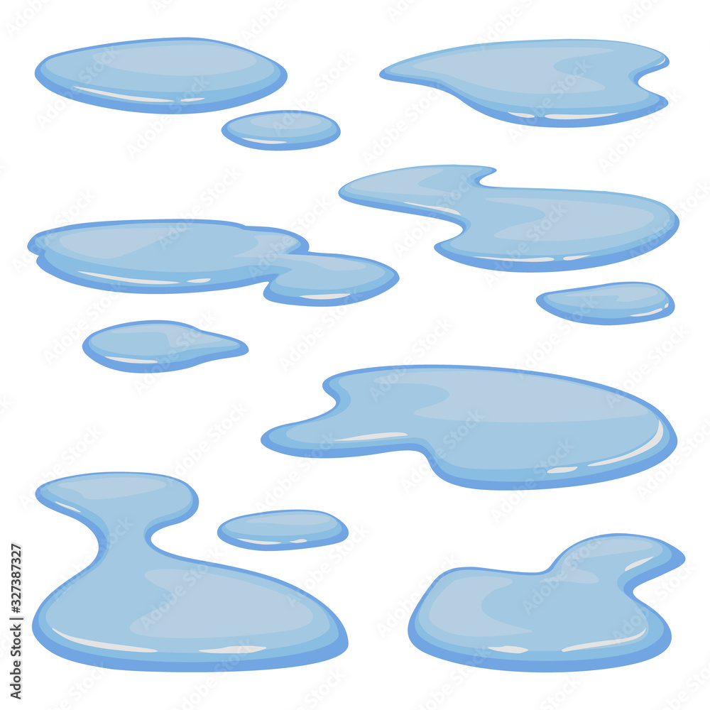 Water of puddle vector cartoon set icon. Isolated vector illustration ...