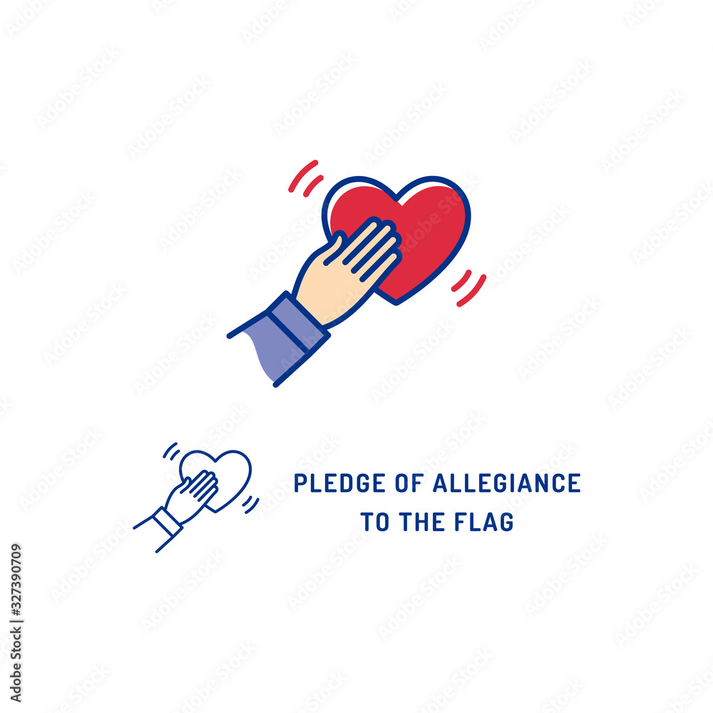 Pledge Of Allegiance To The Flag USA icon. Thin line art colorful icons ...