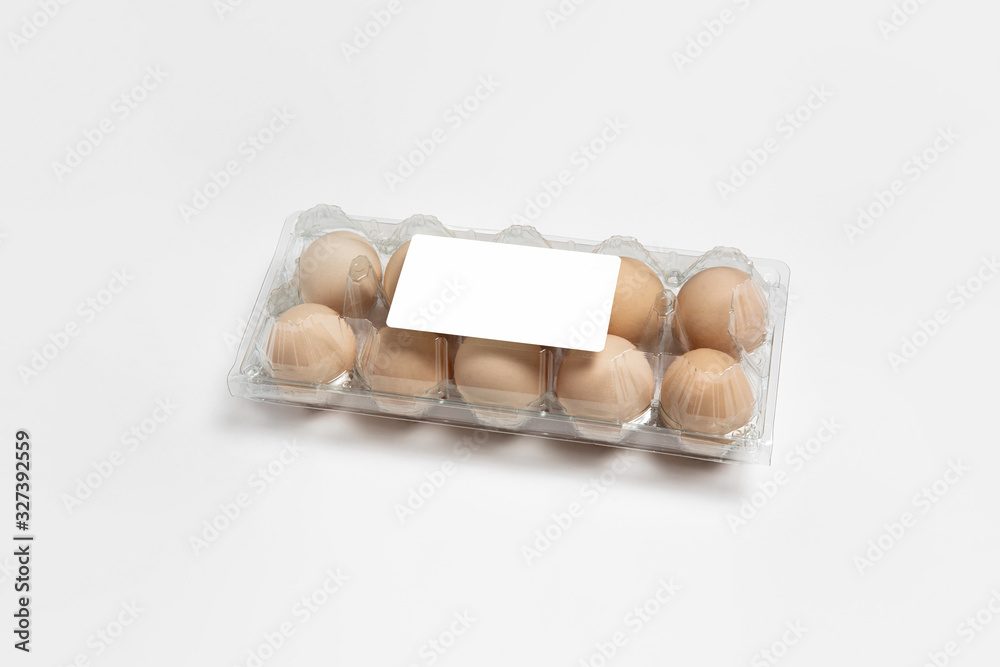 Transparent Egg Packaging Tray Mock-up top view isolated on white ...
