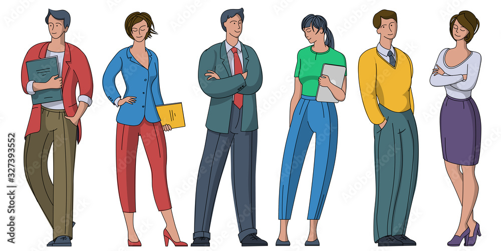 Set of vector young people characters performing various activities ...