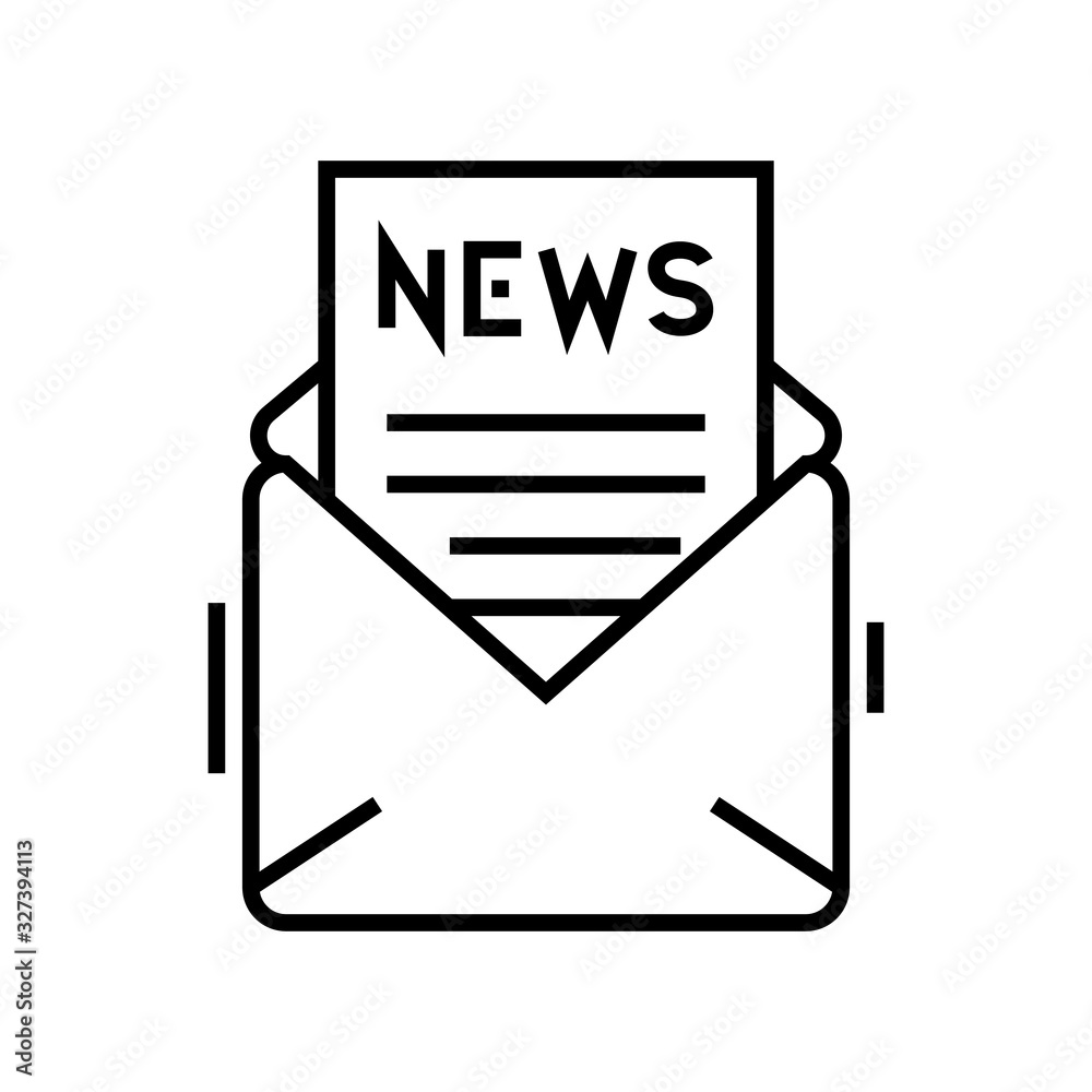 Newletter line icon, concept sign, outline vector illustration, linear ...