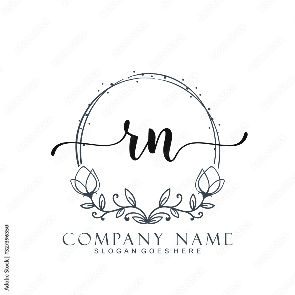 Initial RN beauty monogram and elegant logo design, handwriting logo of ...
