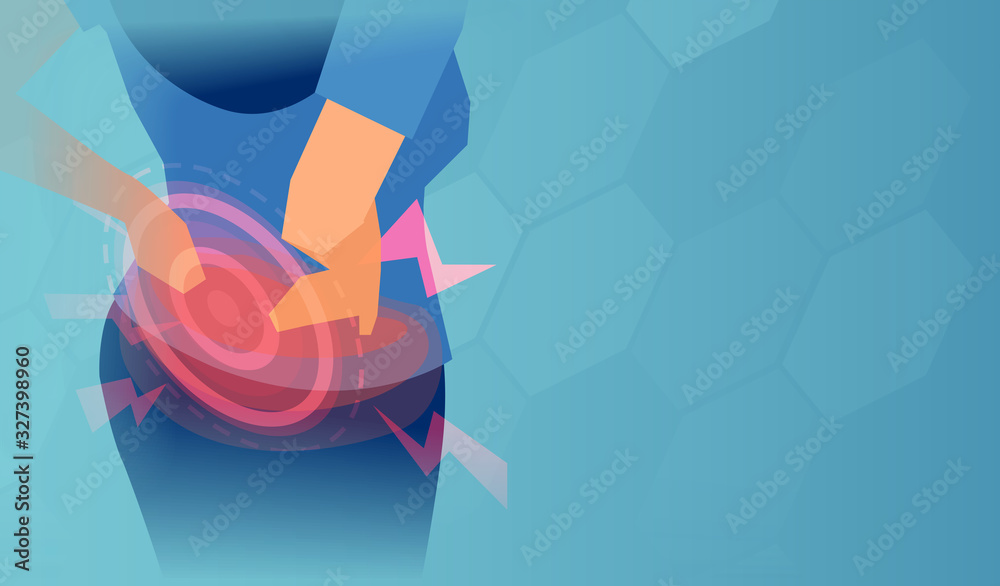 Vector of a woman with a lower back pain Stock Vector | Adobe Stock