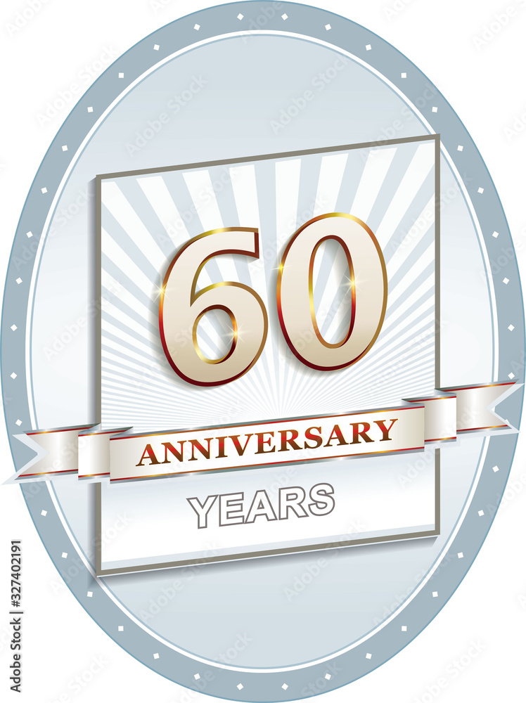 60th anniversary logo vector design background oval with radial lines ...