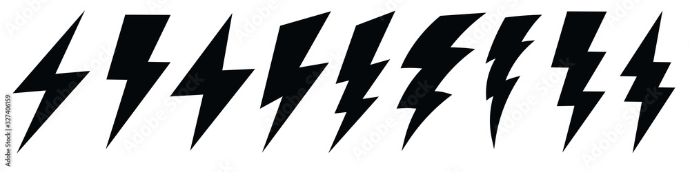 Lightning bolt icon set, Energy and thunder electricity symbol concept ...