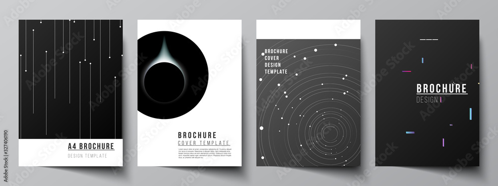 Vector layout of A4 format cover mockups design templates for brochure ...
