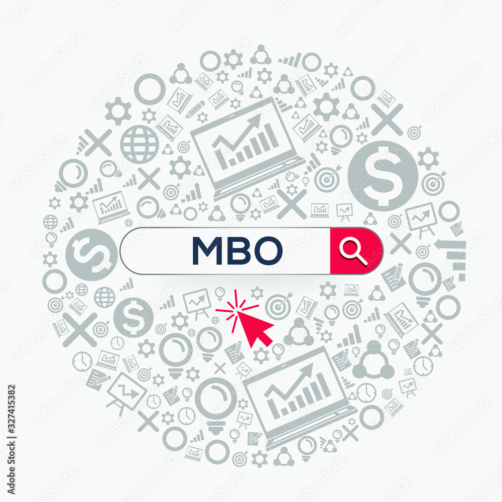 MBO mean (management by objectives) Word written in search bar ,Vector ...