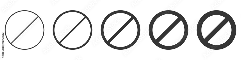 Set of prohibition sign. Stop symbol. Black ban icon Stock Vector ...