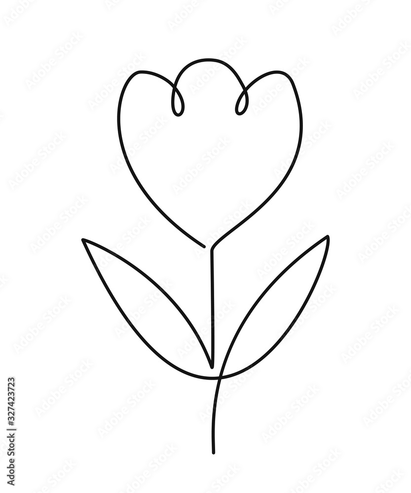 Flower line art. One line artwork. Minimalist contour drawing - stock ...