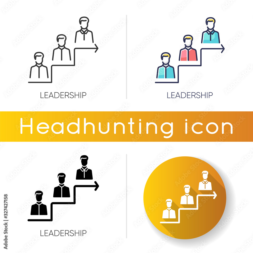 Leadership icon. Linear black and RGB color styles. Career development ...