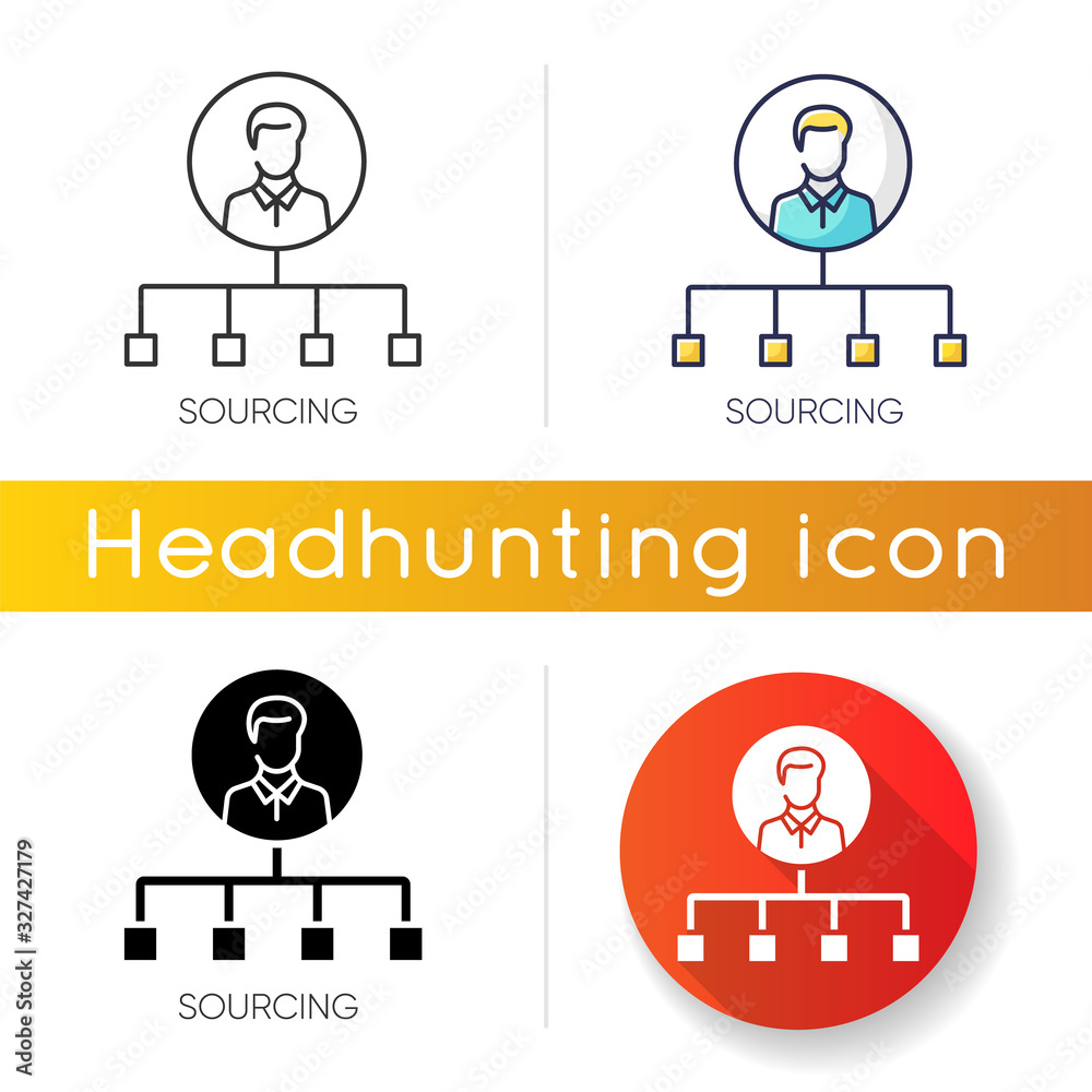 Sourcing icon. Linear black and RGB color styles. Talent acquisition ...