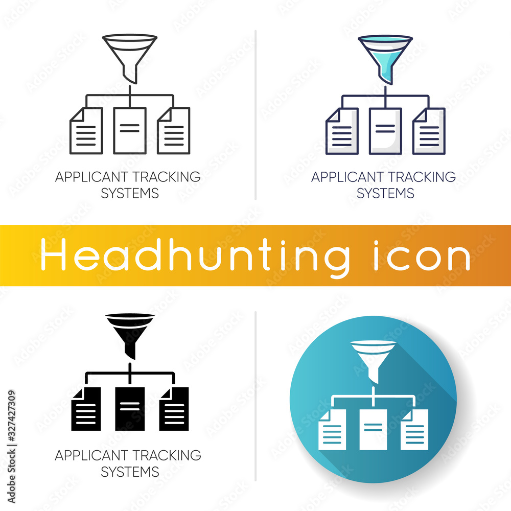 Applicant tracking system icon. Linear black and RGB color styles ...