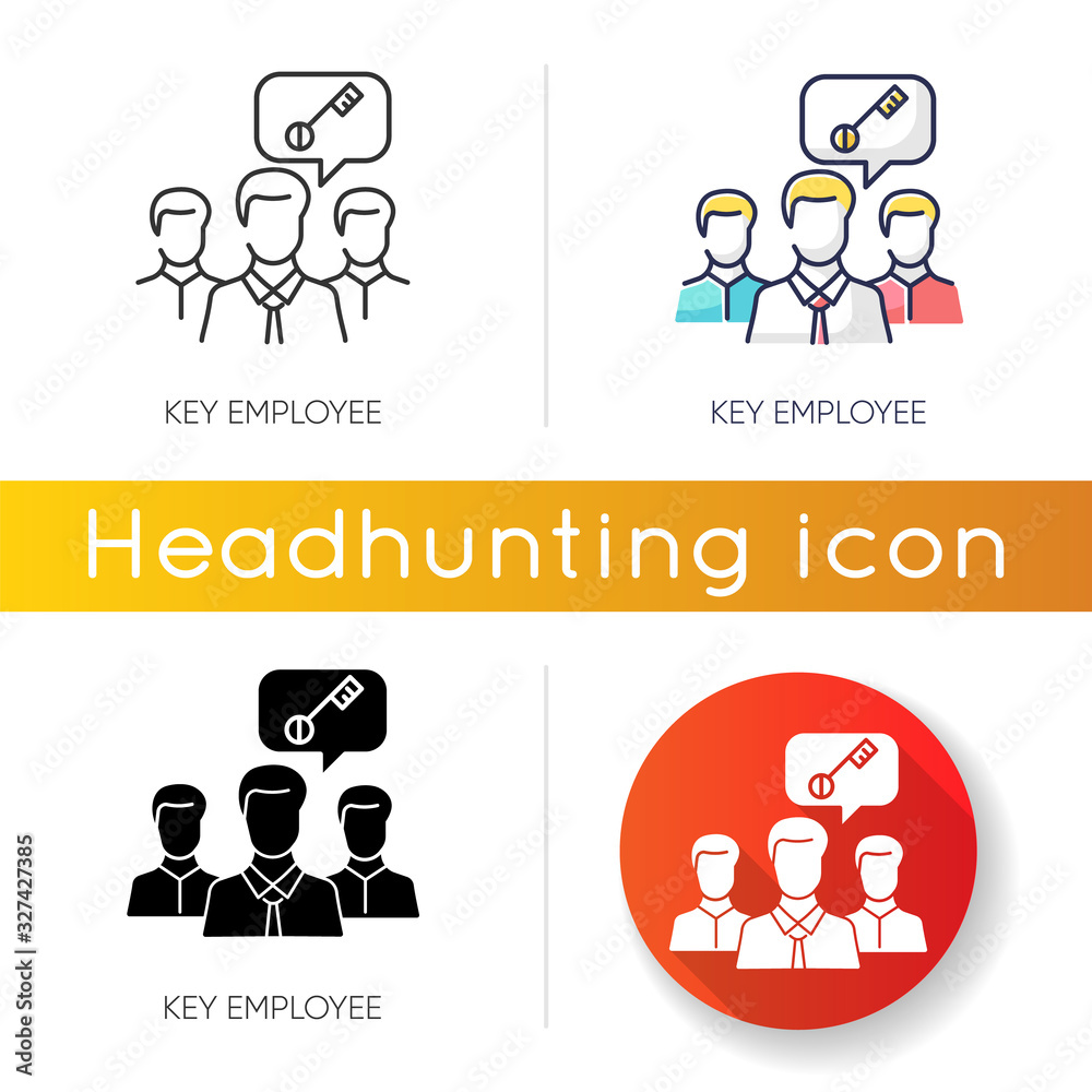 Key employee icon. Linear black and RGB color styles. Most valuable ...