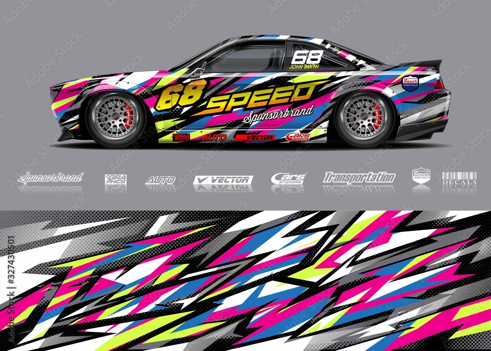 Racing car wrap design vector. Graphic abstract stripe racing ...